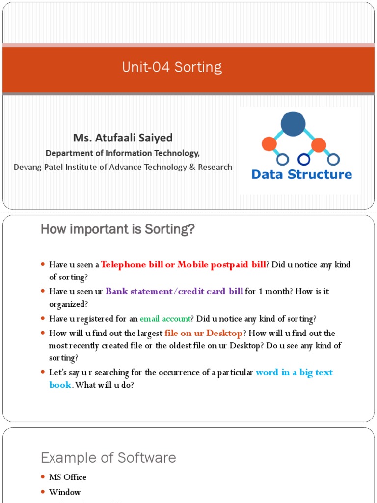Unit 04 Sorting Pdf Algorithms Discrete Mathematics