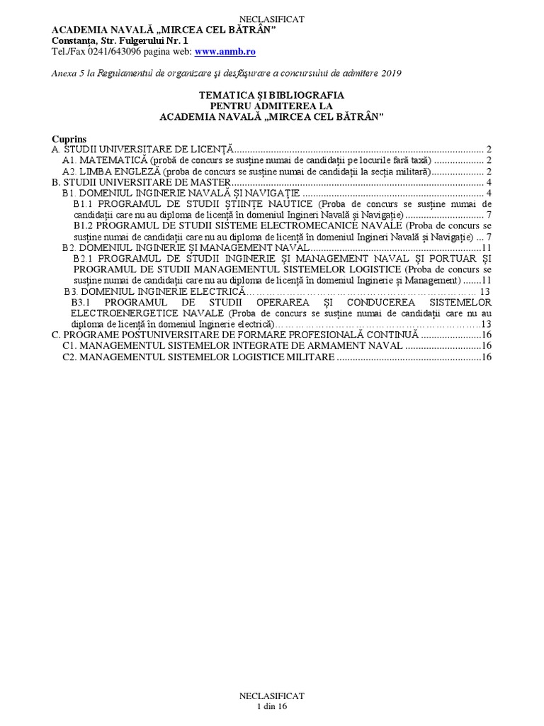 Anexa 5 TematicaBibliografia PDF | PDF