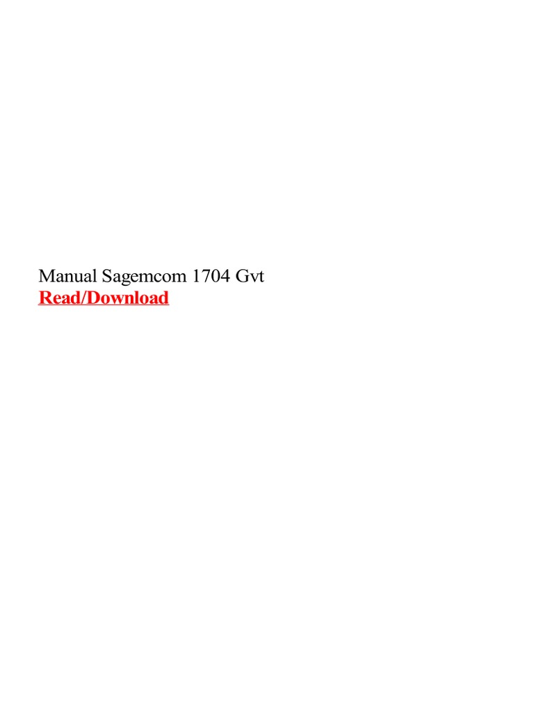 Manual Sagemcom 1704 GVT | PDF