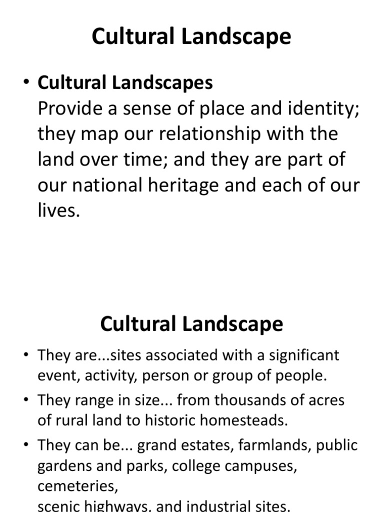 Types of Cultural Landscapes Explained | PDF | Landscape