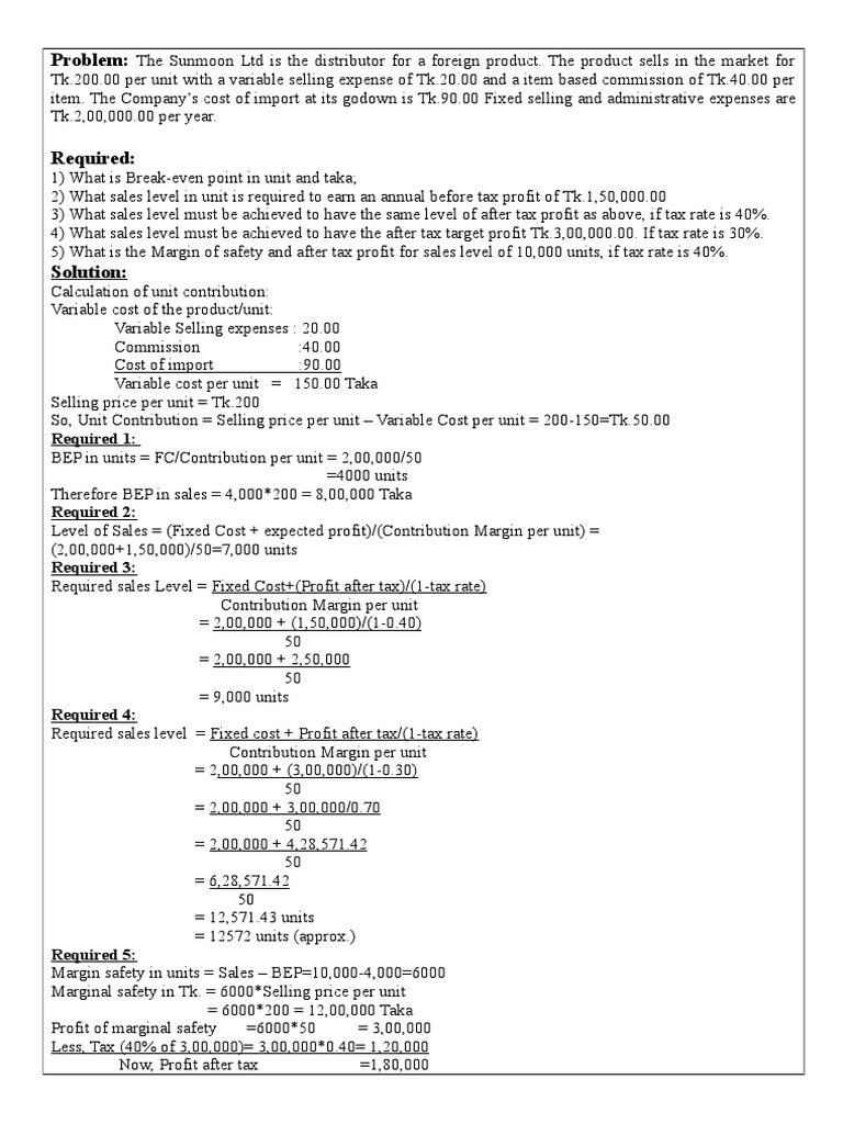 Break Even Math | Download Free PDF | Payments | Microeconomics