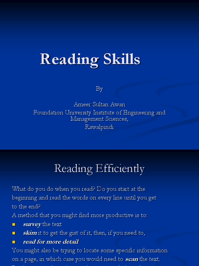 Reading Skills | PDF | Speed Reading | Idea