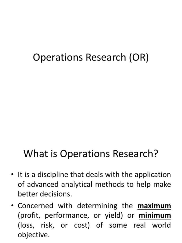 Operations Research Introduction | PDF | Operations Research ...