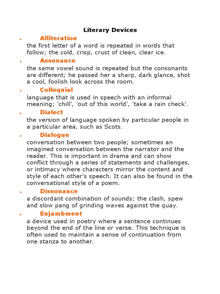 Literary Devices Poetry Linguistics