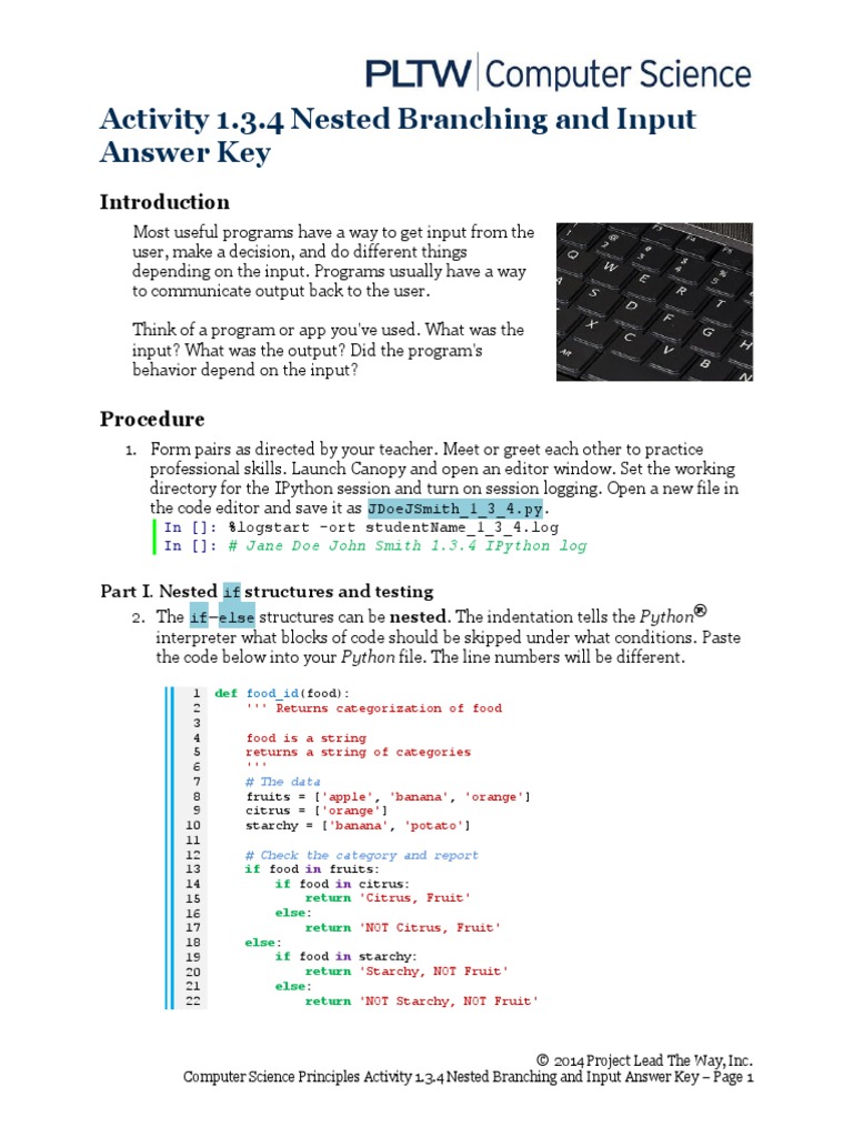 1.3.4.A.AK NestedBranchingAndInput | PDF | String (Computer Science ...