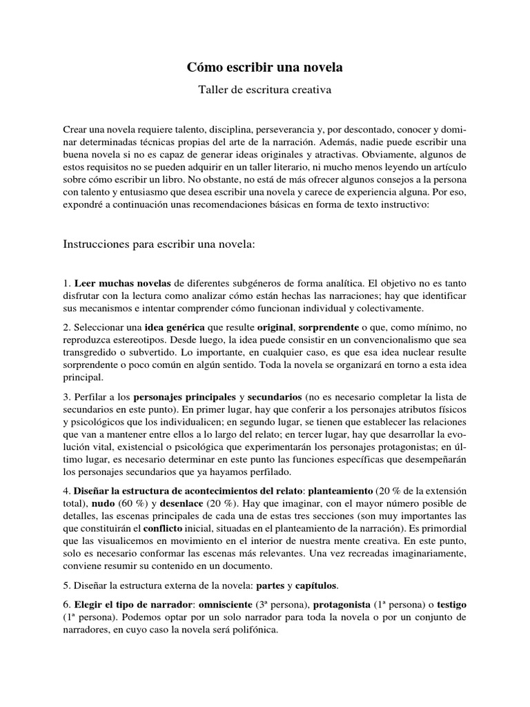Cómo Escribir Una Novela | PDF | Novelas | Narrativa
