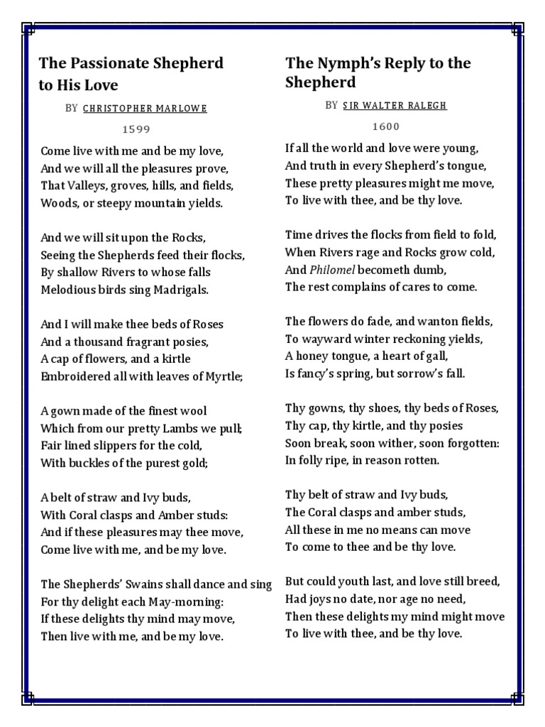 The Passionate Shepherd and the Nymph's Reply | PDF