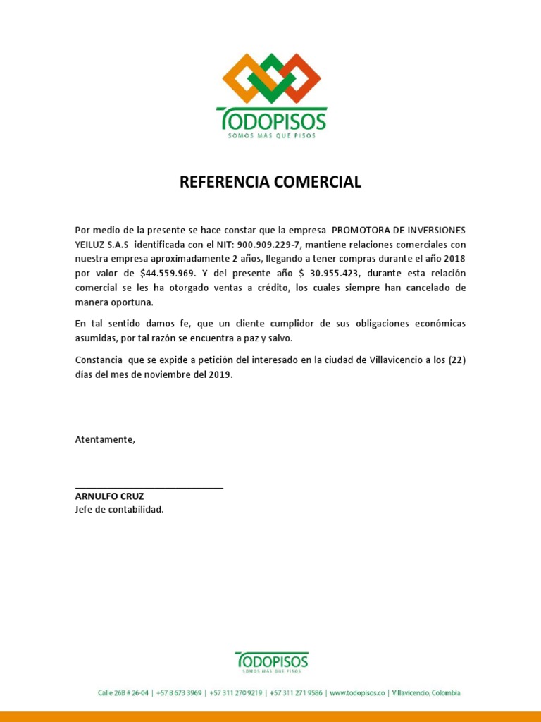 Referencia Comercial | PDF | Contabilidad | Business