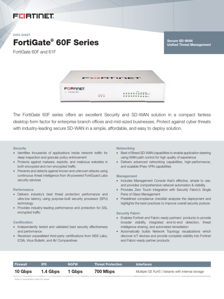 Fortigate Fortiwifi 60f Series | PDF | Transport Layer Security ...