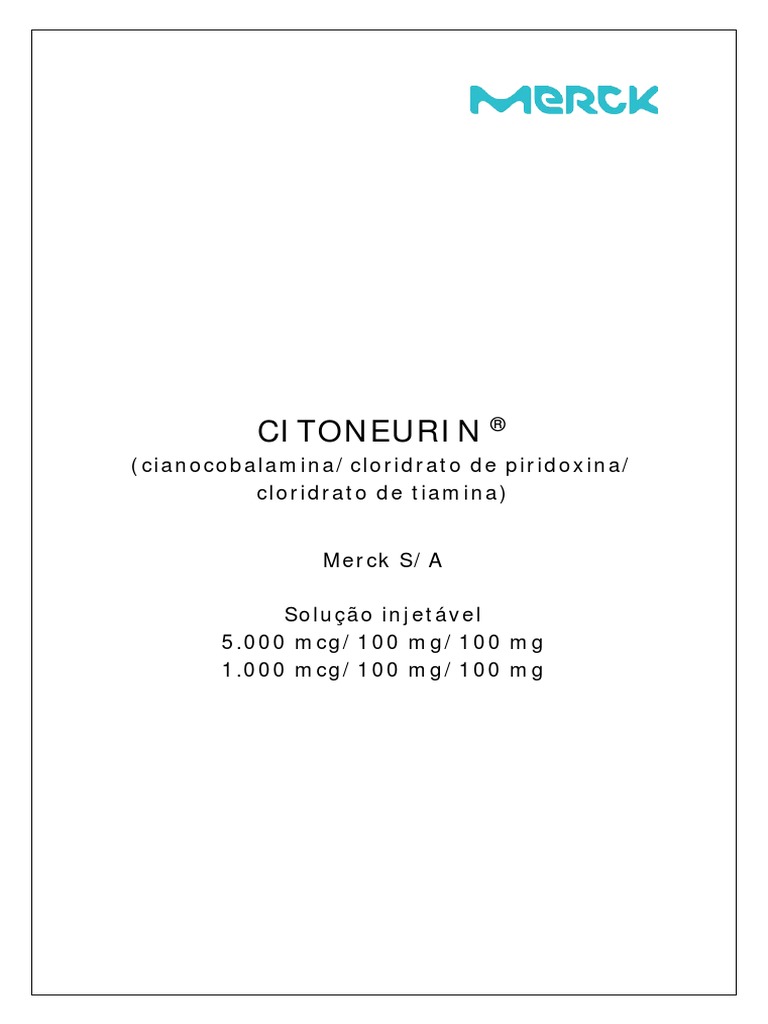 Citoneurin Solucao Injetavel Com 6 Ampolas de 1 ML Cada Manual | PDF ...