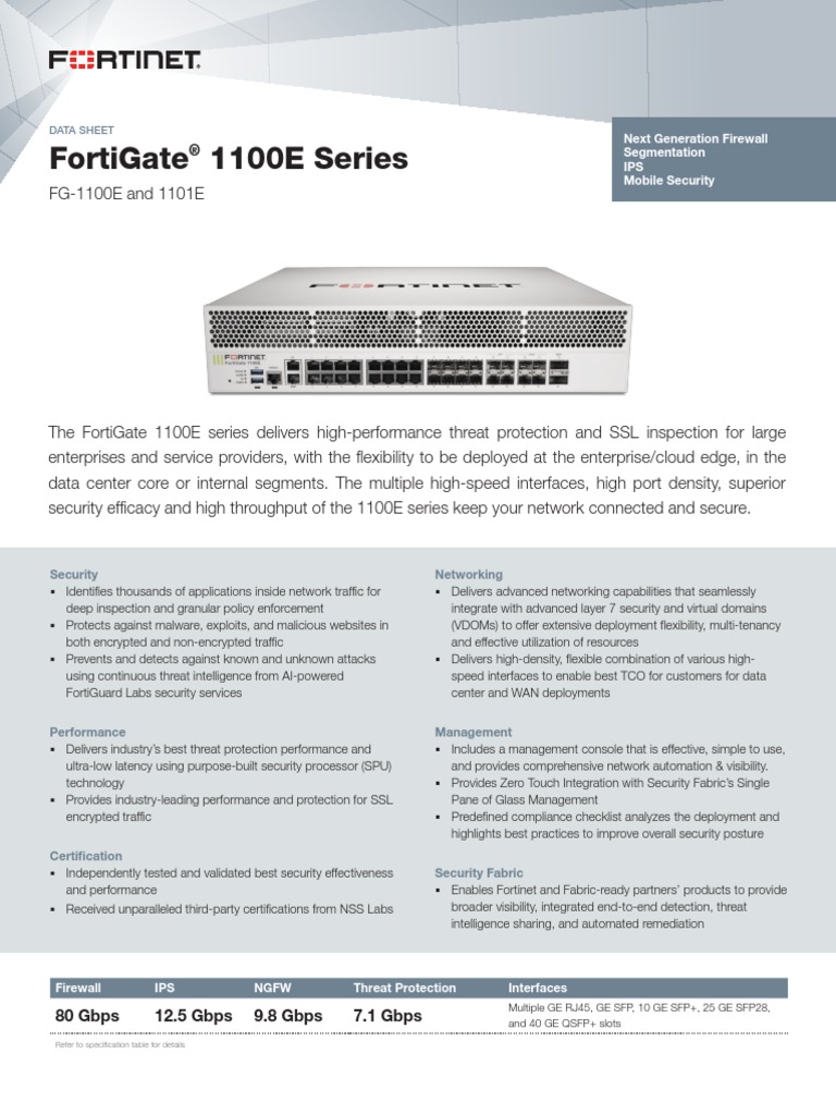 Fortigate 1100e Series | PDF | Transport Layer Security | Computer Network