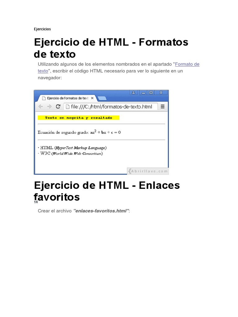 Ejercicio de HTML Clase 15-5 | PDF | Hipervínculo | HTML