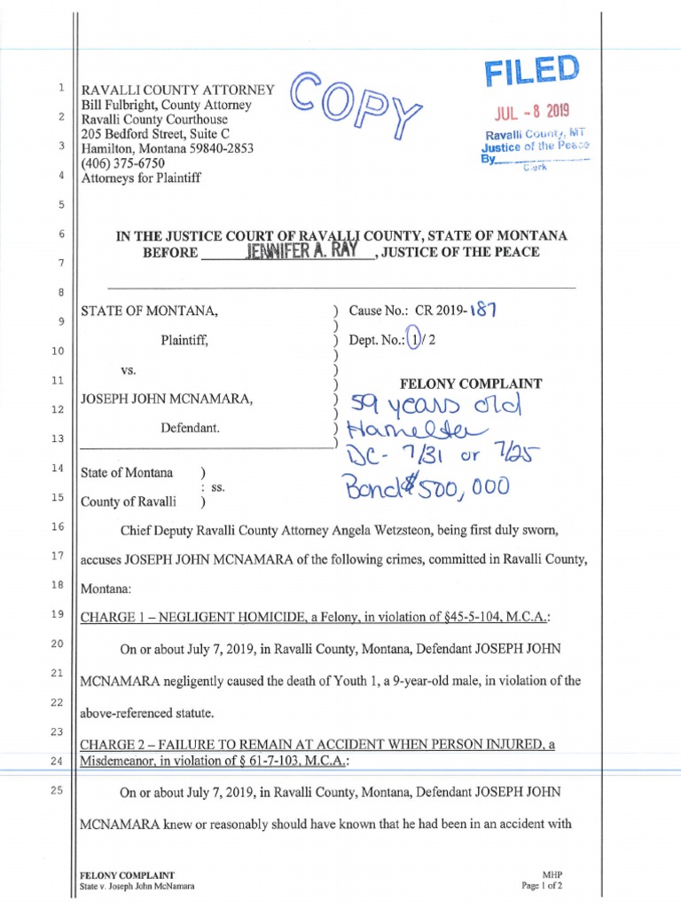McNamara Charging Document | PDF
