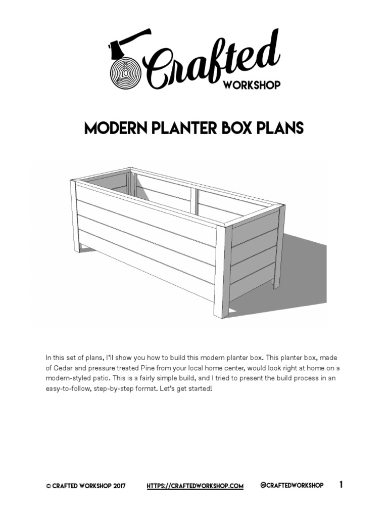 Modern Planter Box Plans, Copyright Crafted Workshop 2018 | PDF | Screw ...