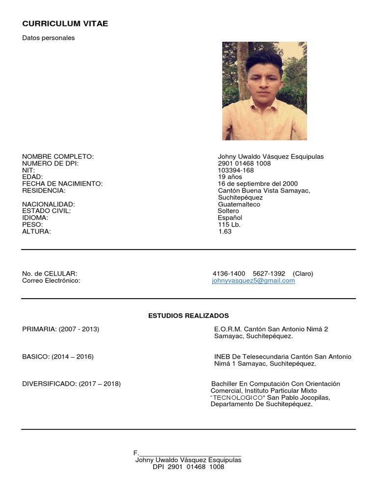 Curriculum Viate Vasquez Esquipulas | PDF