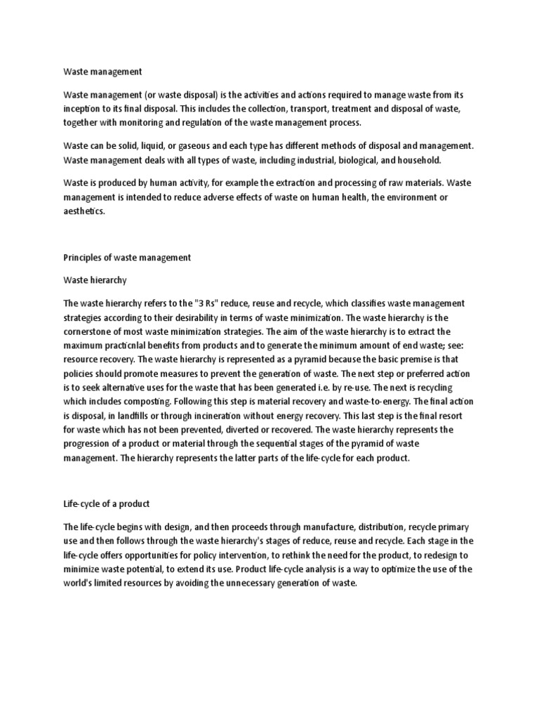 Waste Management | PDF | Waste Management | Waste