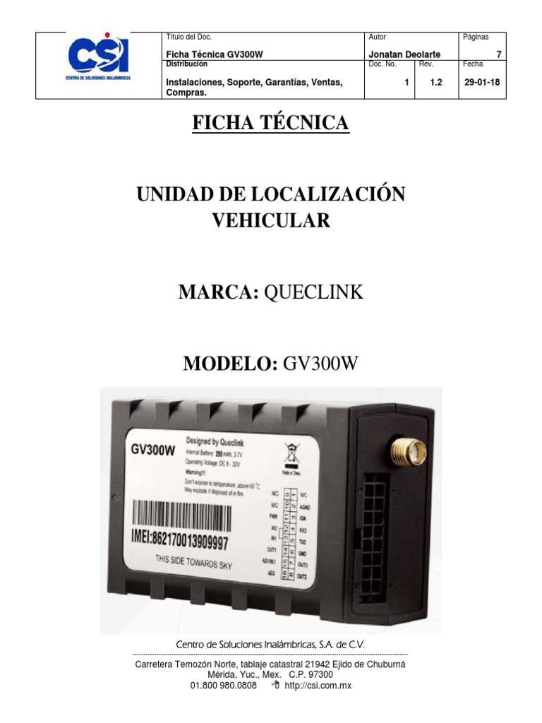 Ficha Técnica Queclink GV300 3G | PDF | Tecnología móvil | Ingeniería ...