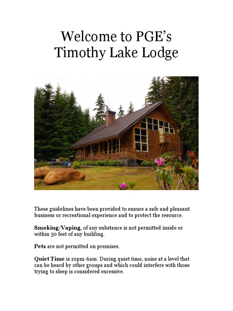 Guidelines for Timothy Lake Lodge Stay | PDF | Nature | Business