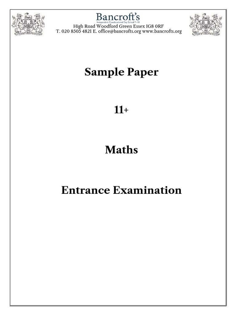 Bancroft's 11+ Maths Sample Paper | PDF | Elementary Mathematics ...