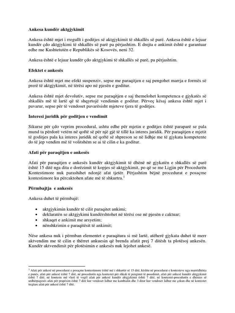 Ankesa Kundër Aktgjykimit | PDF