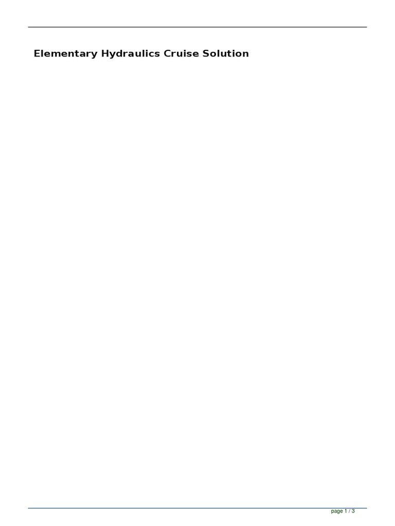 Elementary Hydraulics Cruise Solution PDF | PDF | Engineering | E Books