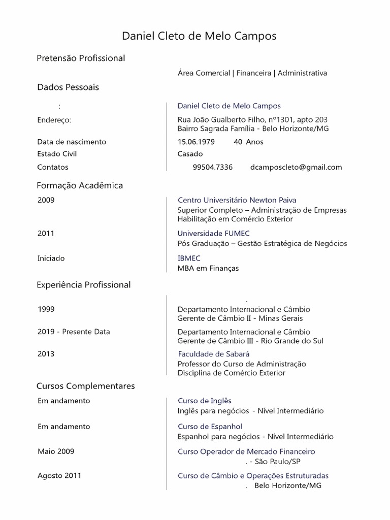 Currículo Dani - 2 | PDF