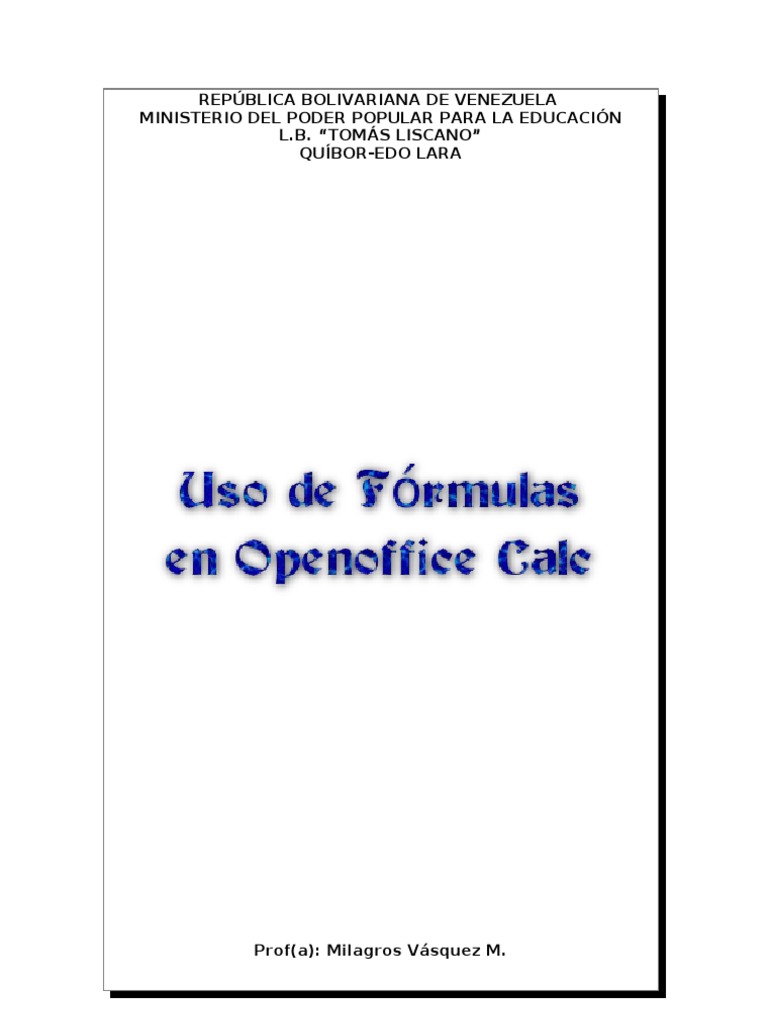 Uso de Fórmulas en Openoffice Calc | PDF | Hoja de cálculo | Fórmula