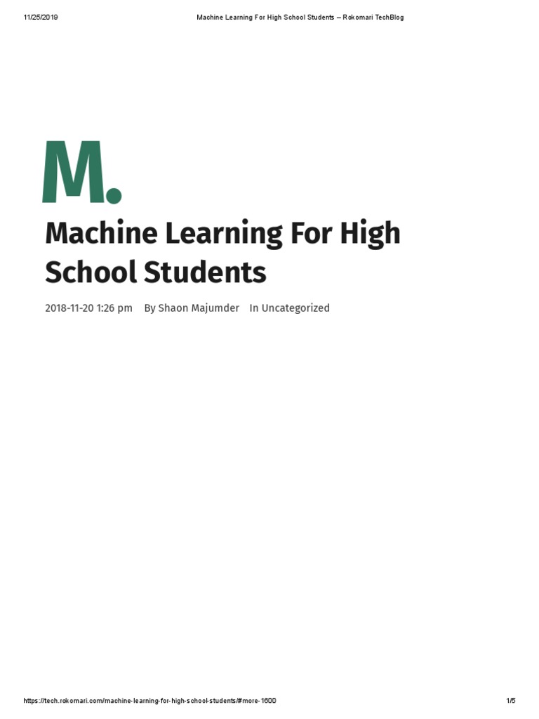 Machine Learning For High School Students - Rokomari TechBlog | PDF ...