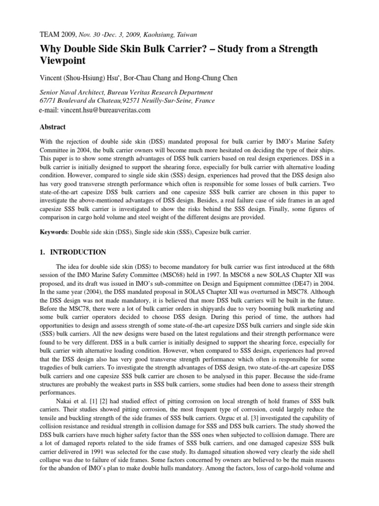 Why Double Side Skin Bulk Carrier - Study From A Strength Viewpoint ...