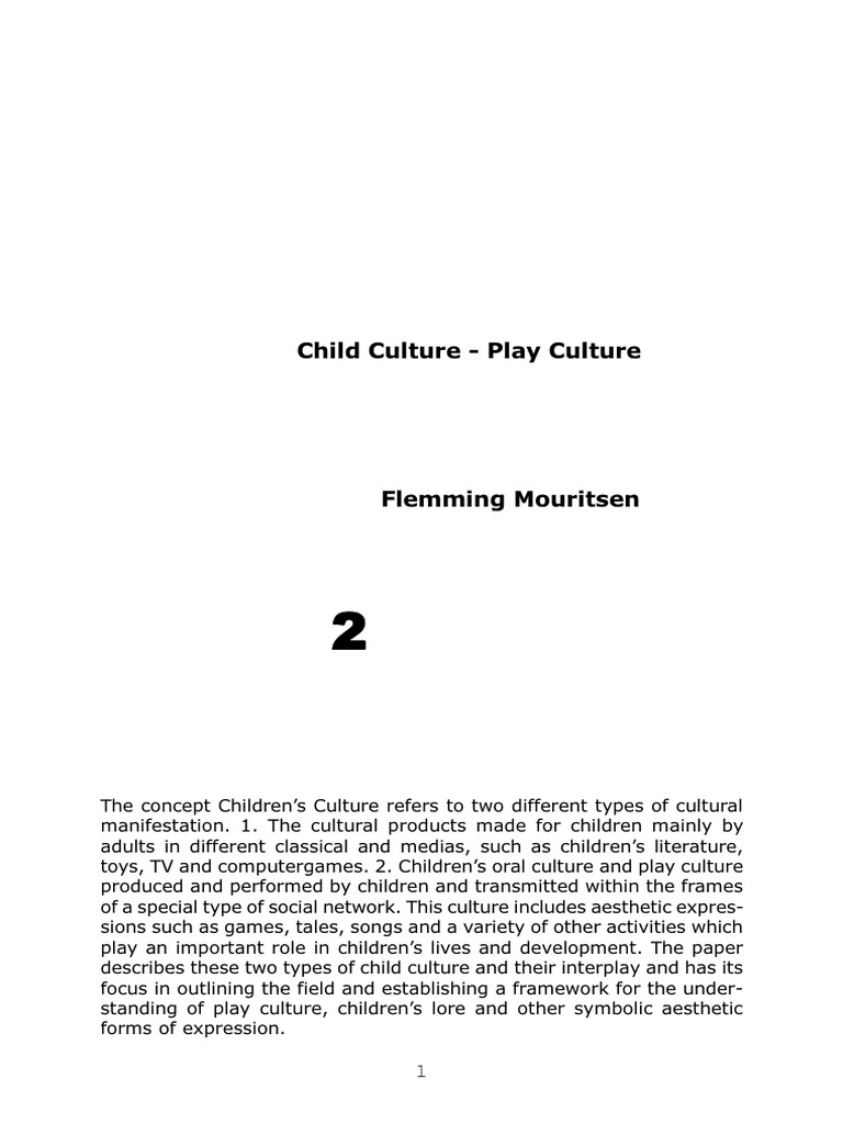 Child Culture - Play Culture PDF | PDF | Concept | Dances