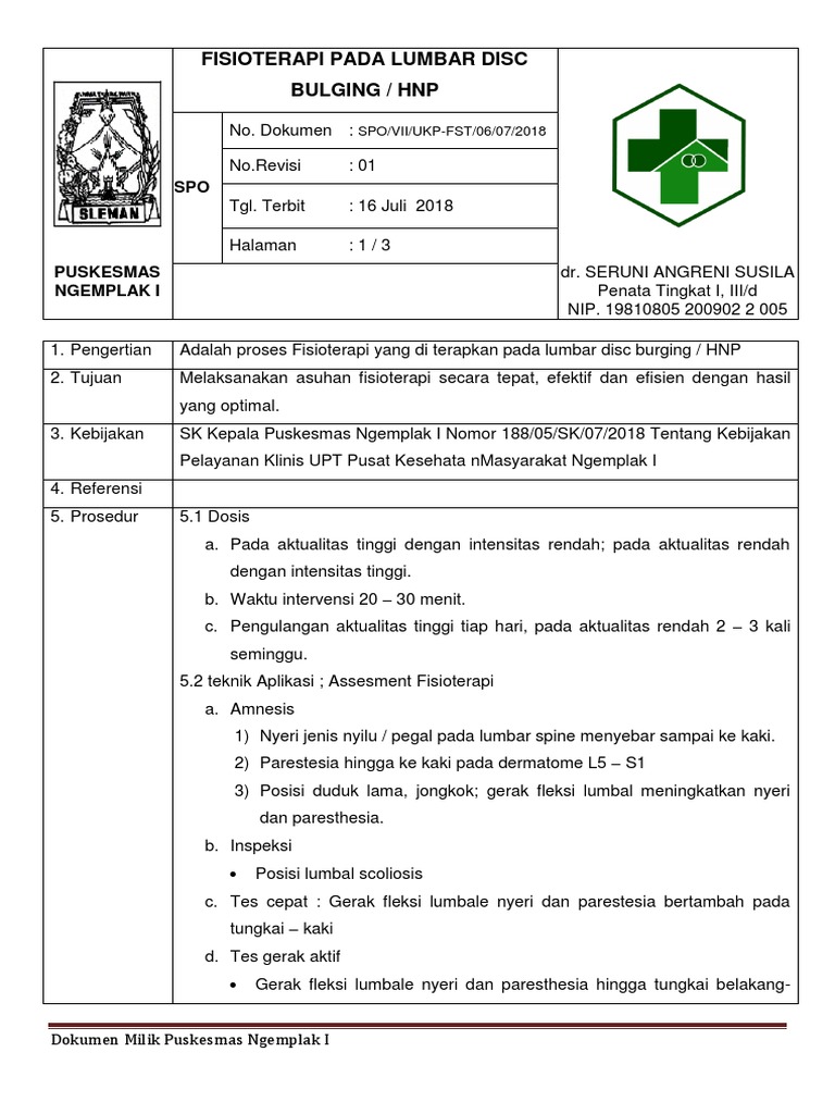 Fisioterapi Pada Lumbal HNP | PDF