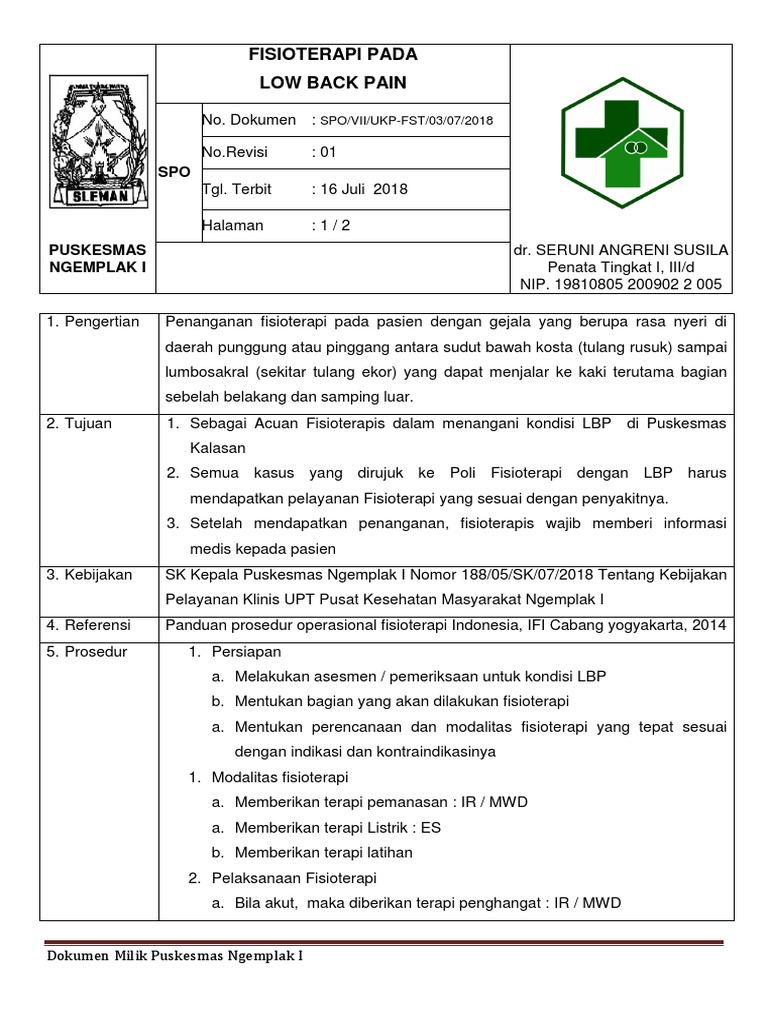 Fisioterapi Pada LBP | PDF