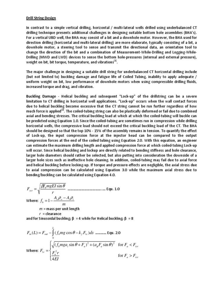 Coiled Tubing UBD Drilling - Bit Selection and Drill String Design ...