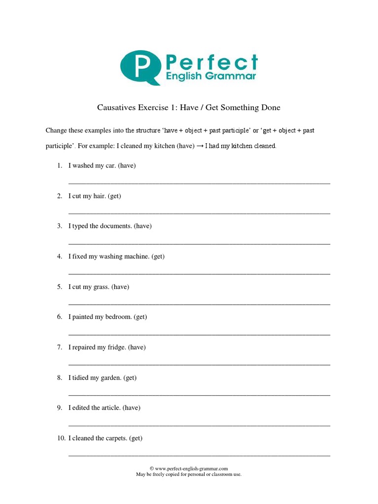 Causatives-Exercise (With Answers) - 1-2 | PDF