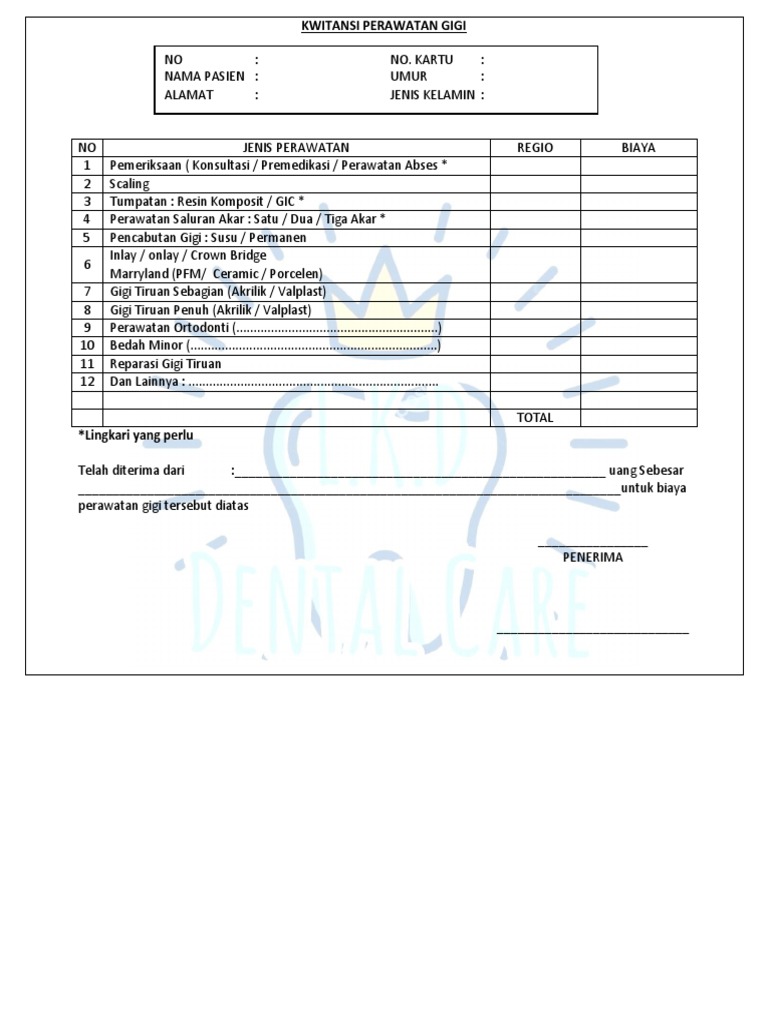 Kwitansi Perawatan Gigi | PDF