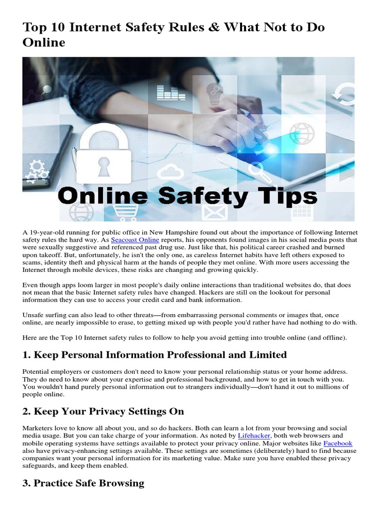 Top 10 Internet Safety Rules | PDF | Internet Privacy | Computer Security
