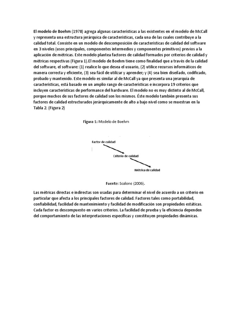 Modelo de Calidad de Boehm: Estructura y Factores | PDF | Ingeniería de ...