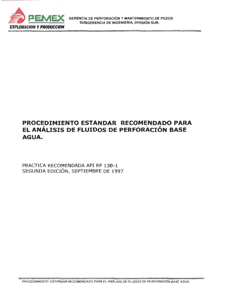 Api RP 13B-1 PEMEX ED SEP 97 PDF | PDF | Densidad | Agua