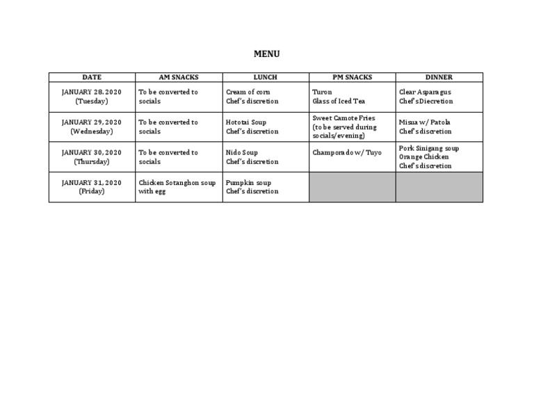 Menu Seminar-Workshop 2020 PDF | PDF