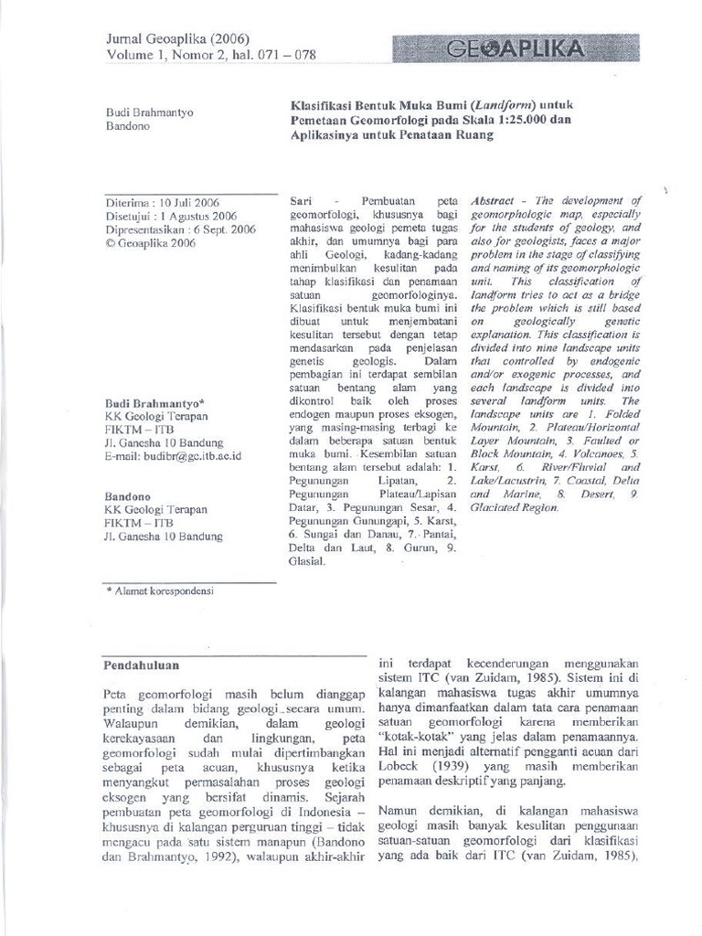 Klasifikasi BMB Geomorfologi | PDF