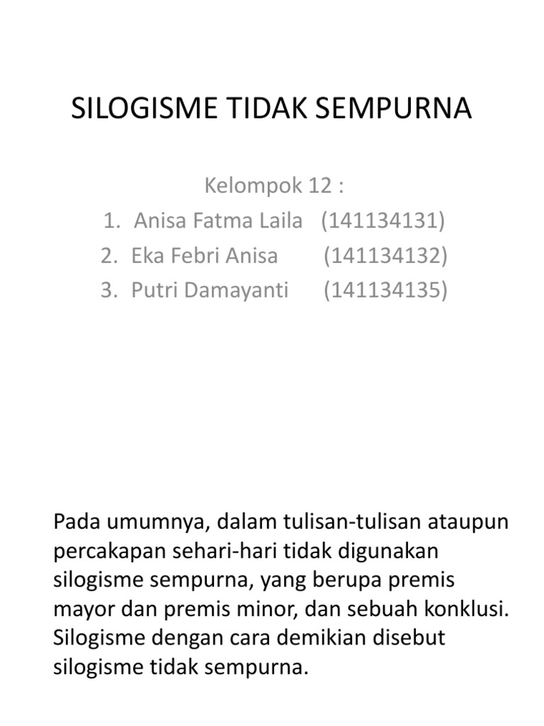 Jenis Silogisme Tidak Sempurna | PDF | Filsafat | Seni & Disiplin Bahasa