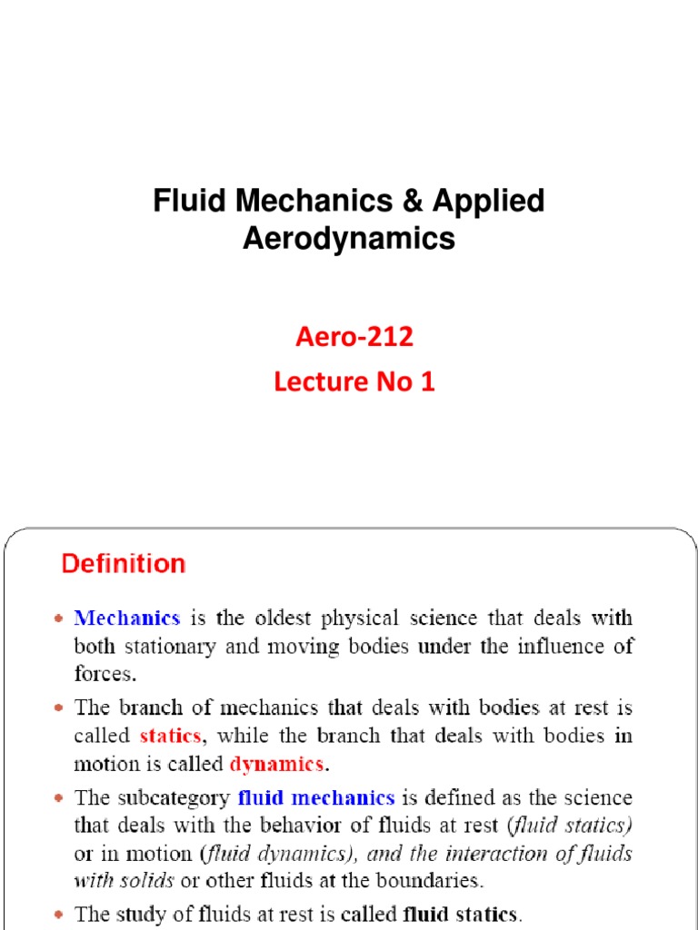Fluid Mechanics Lecture No 1 | PDF | Technology & Engineering