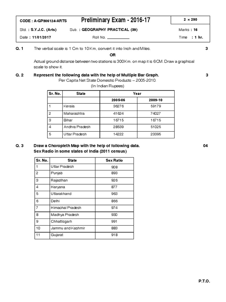 2016-17-XII-Perliminary Exam | PDF | Teaching Mathematics