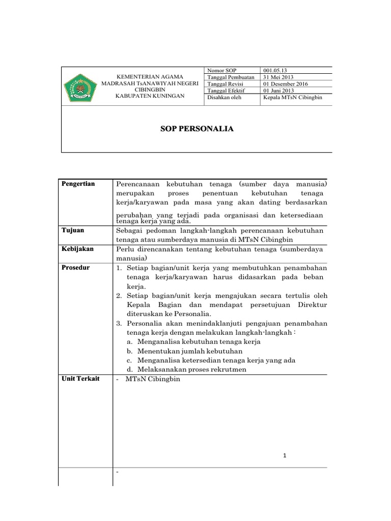 Sop Personalia PDF | PDF