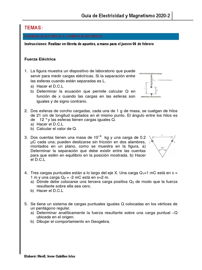 GUIA-Fuerza y Campo Eléctrico | PDF | Campo eléctrico | Carga eléctrica