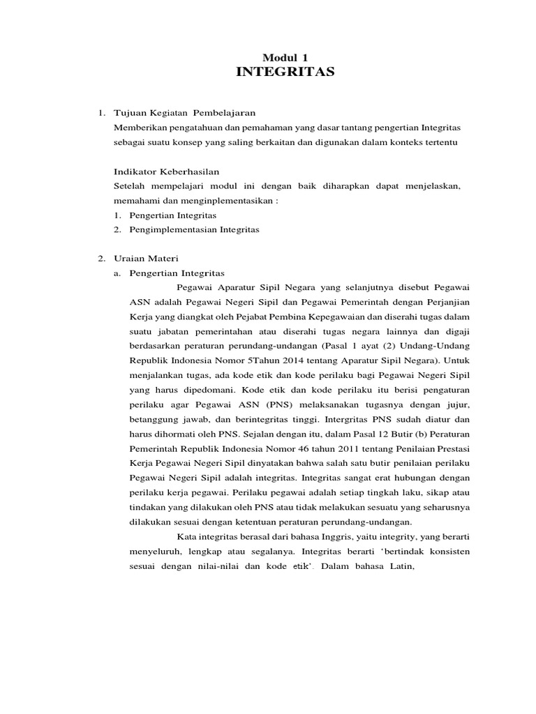 Pemahaman dan Implementasi Integritas ASN | PDF