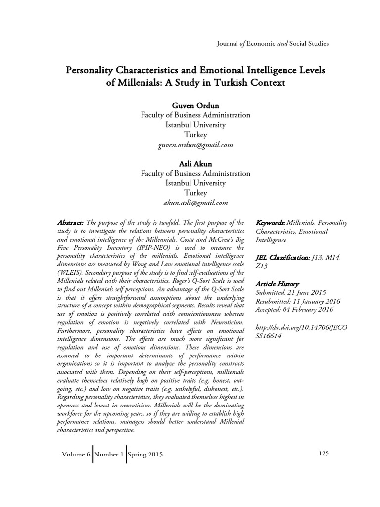 Personality Characteristics An | PDF | Emotional Intelligence | Extraversion And Introversion