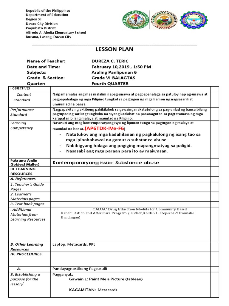 COT - DLP - Araling Panlipunan 6 q4 | PDF