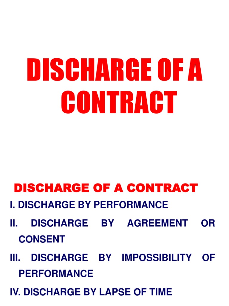 Discharge of Contract: Key Methods & Remedies | PDF | Specific ...
