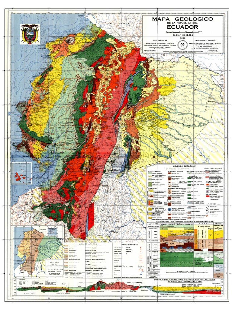 Mapa Geológico de La República Del Ecuador - 1969 - Escala 1 1'000.000 ...